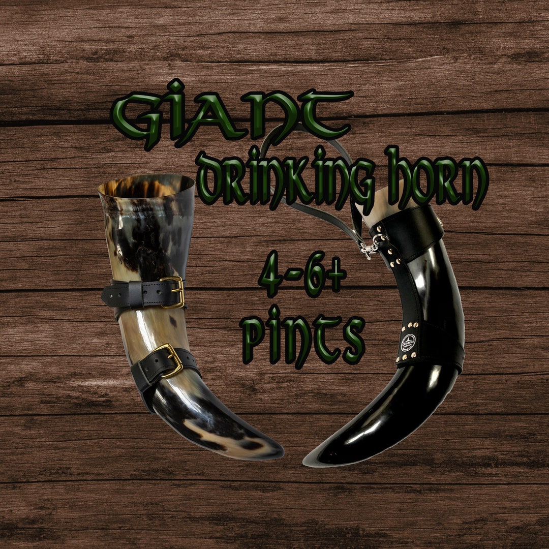 Giant Buffalo Viking Drinking Horn With or Without Handmade Leather ...