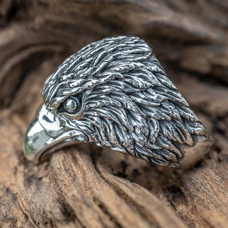Golden Eagle Head Ring .925 Sterling Silver. Southwest Native - Etsy
