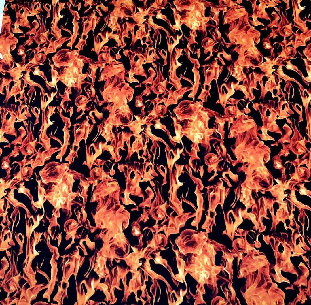 1/2 Metre Great Design, Dragons Dancing in Fire Flames Fabric by ...