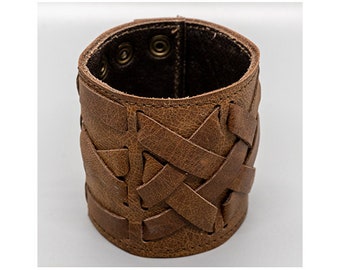 Real Soft Leather Wristband Hand Plaited With a Magic Plait Wrist Cuff ...