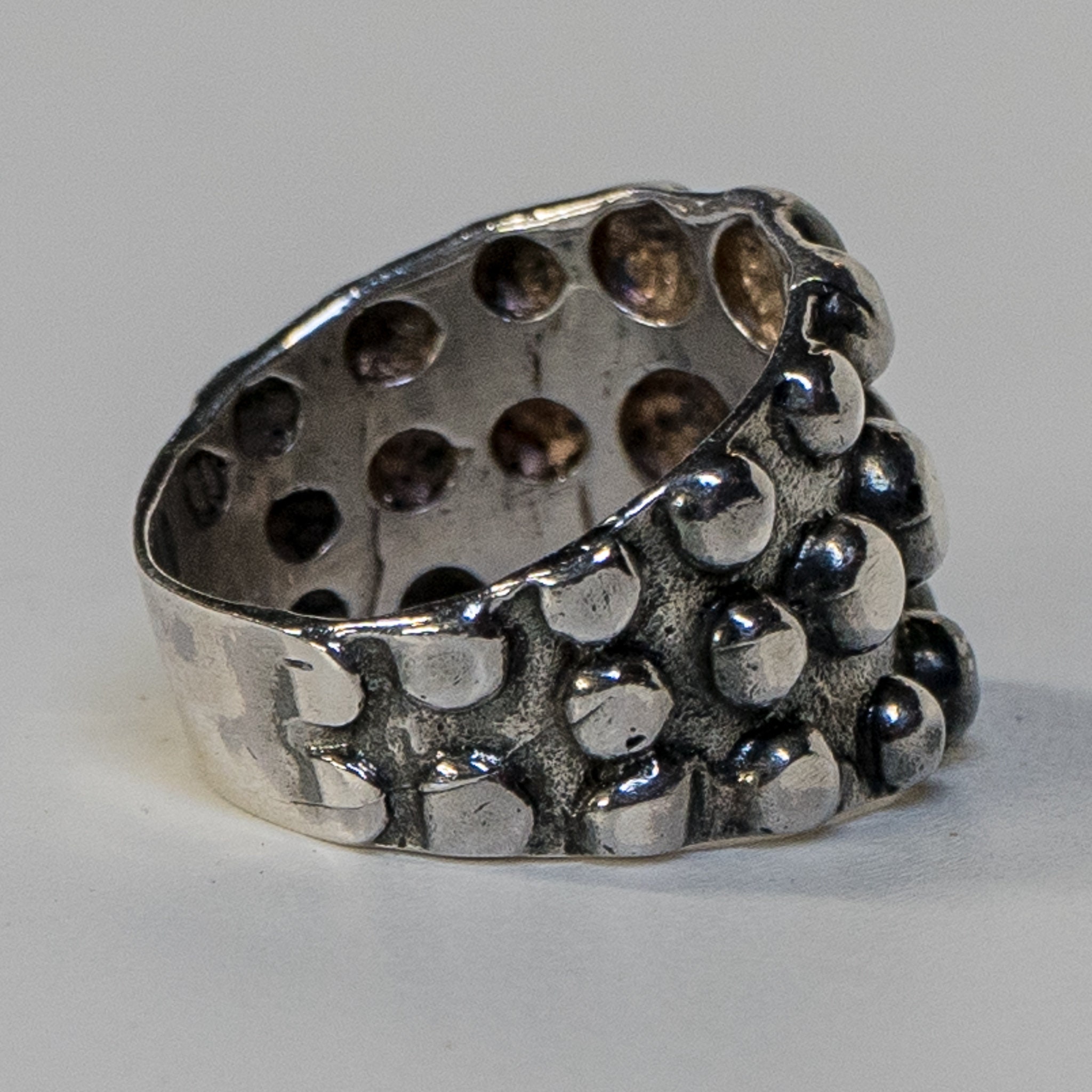 Bubbles Dots Chunky Ring .925 Solid Sterling Silver Biker Rocker Gothic Pagan Punk Viking ...