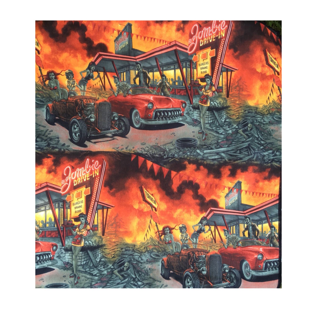 Zombie Movie Drive in 100% Cotton Fabric Alexander Henry Material ...