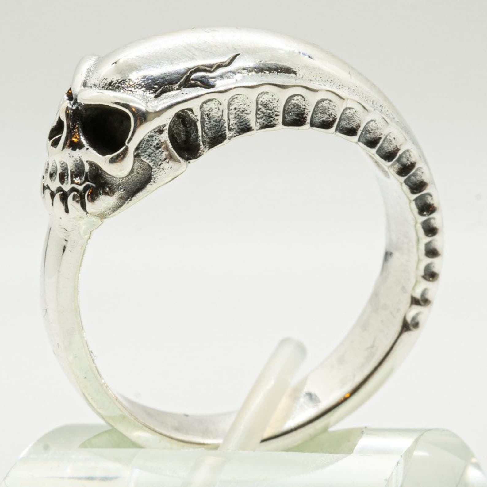 Snake eating snake skull ring .925 sterling silver awesome | Etsy