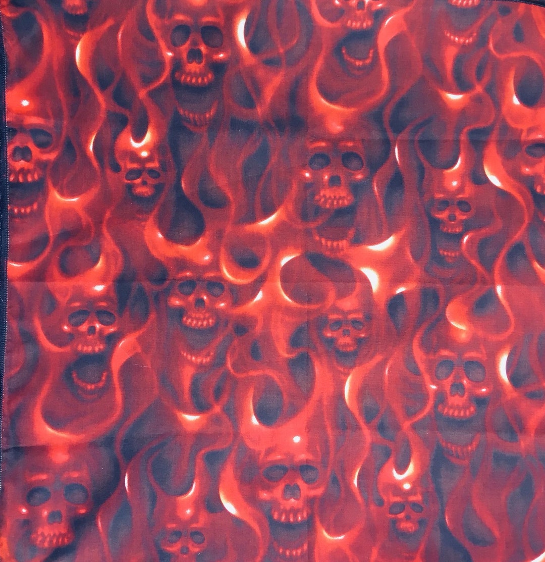 Flaming Skulls 100% Cotton Fabric Alexander Henry Material Perfect for ...