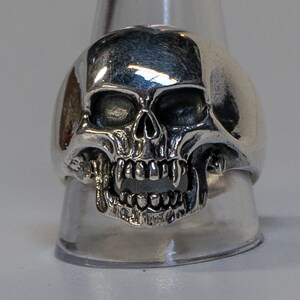 Vampire Skull Ring .925 Sterling Silver Biker Goth Metal - Etsy