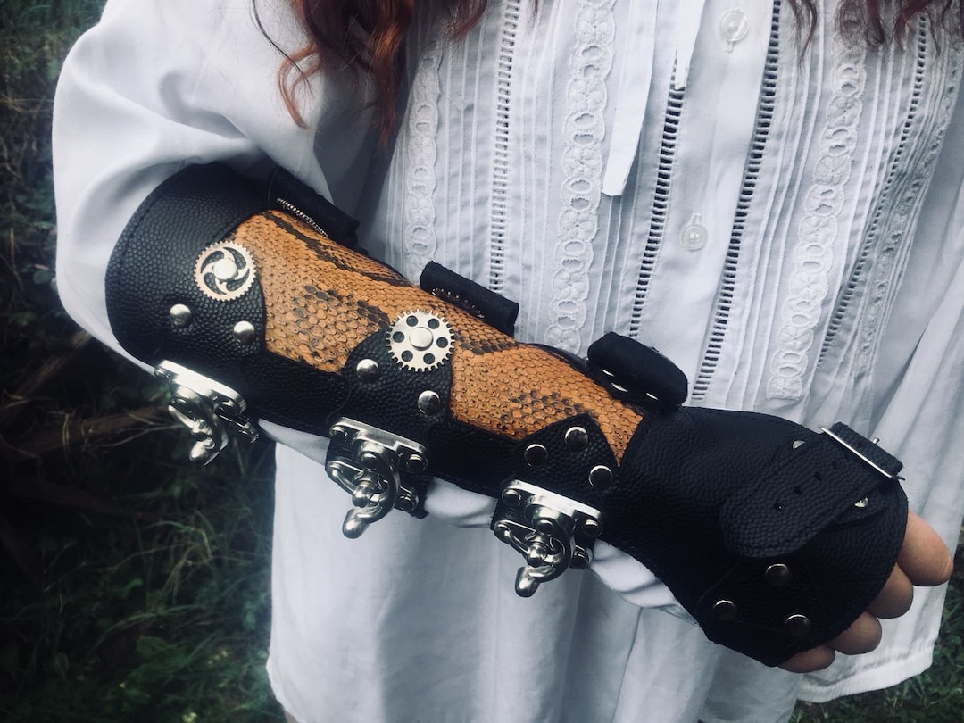 Real Leather and Vintage African Python Arm Protector Wristband, Wrist ...