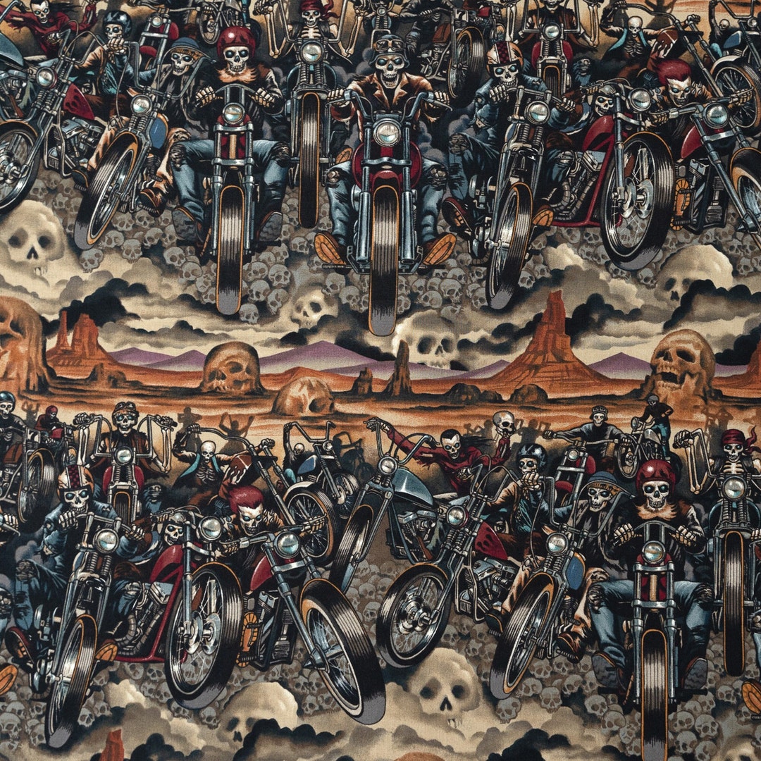Light Skeleton Riders on the Storm Alexander Henry 100% Cotton - Etsy UK