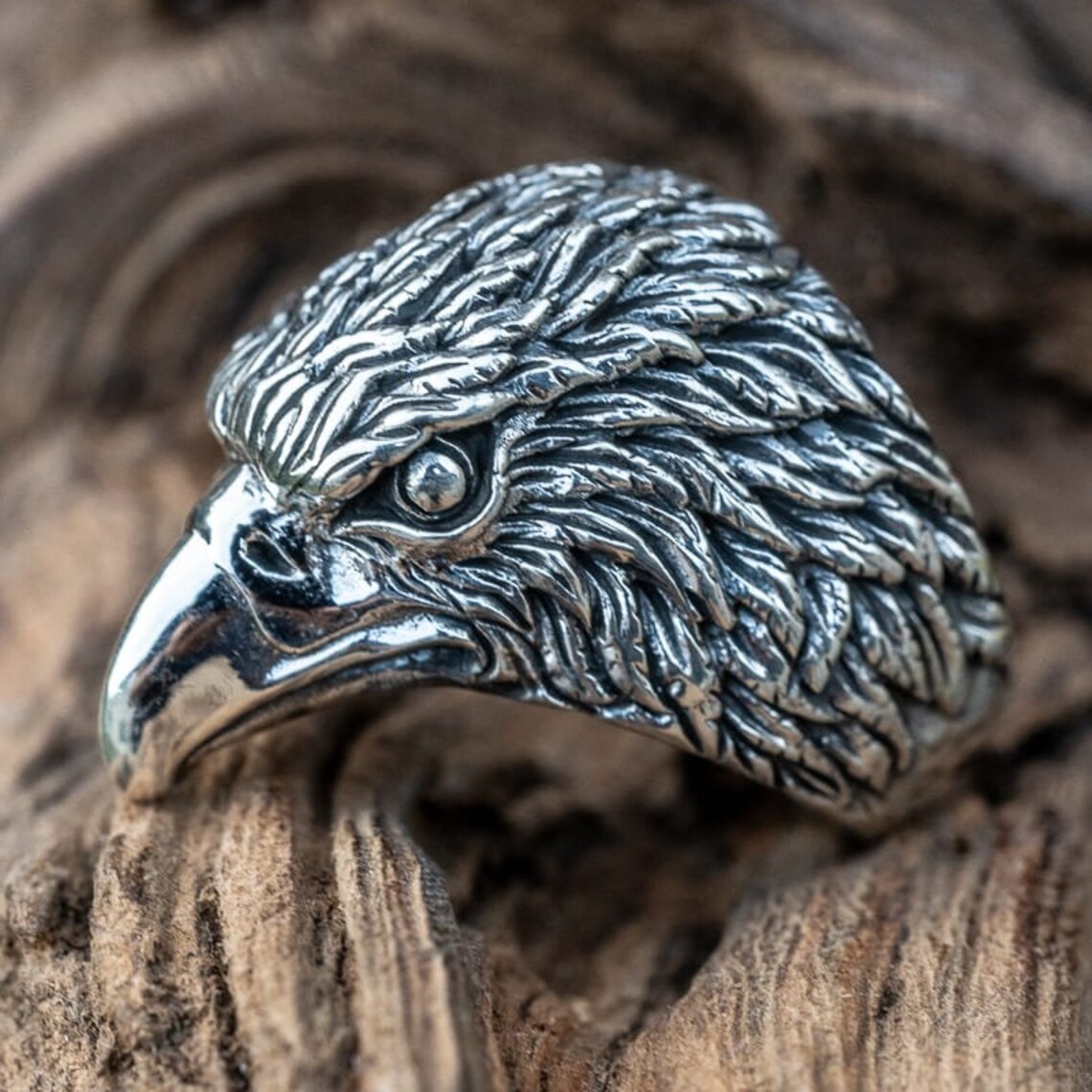 Golden Eagle Head Ring .925 sterling silver. Southwest Native | Etsy