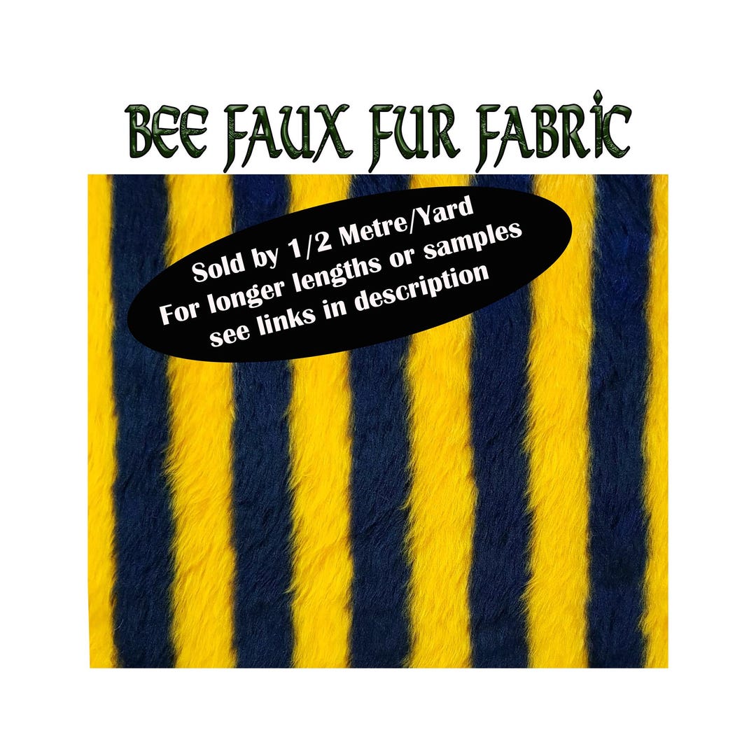 Stripey Bee Fluffy Faux Fur Fluffy Ultra Soft FABRIC Sold per Half ...