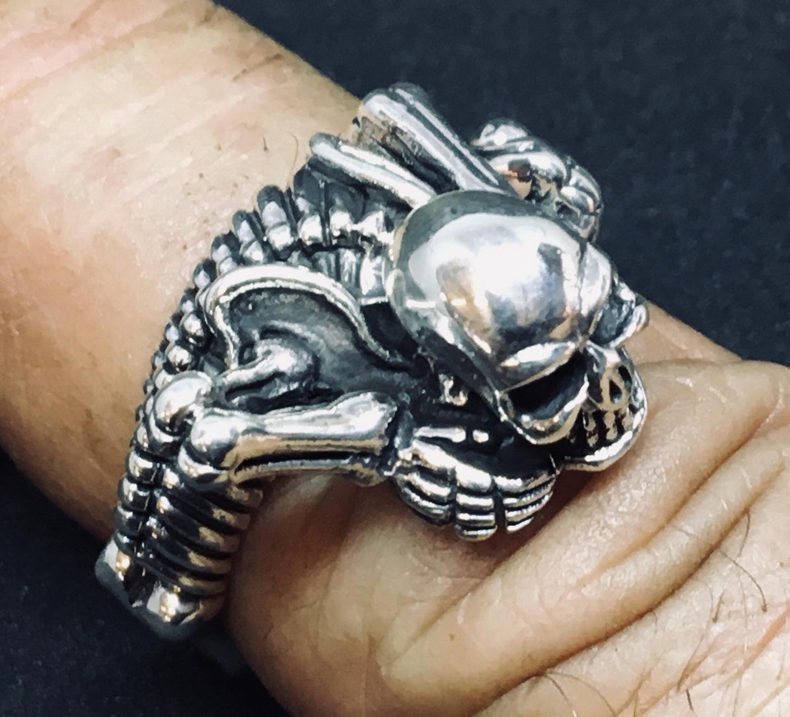 Skeleton Skull Bones Ring 925 Solid Sterling Silver Heavy | Etsy