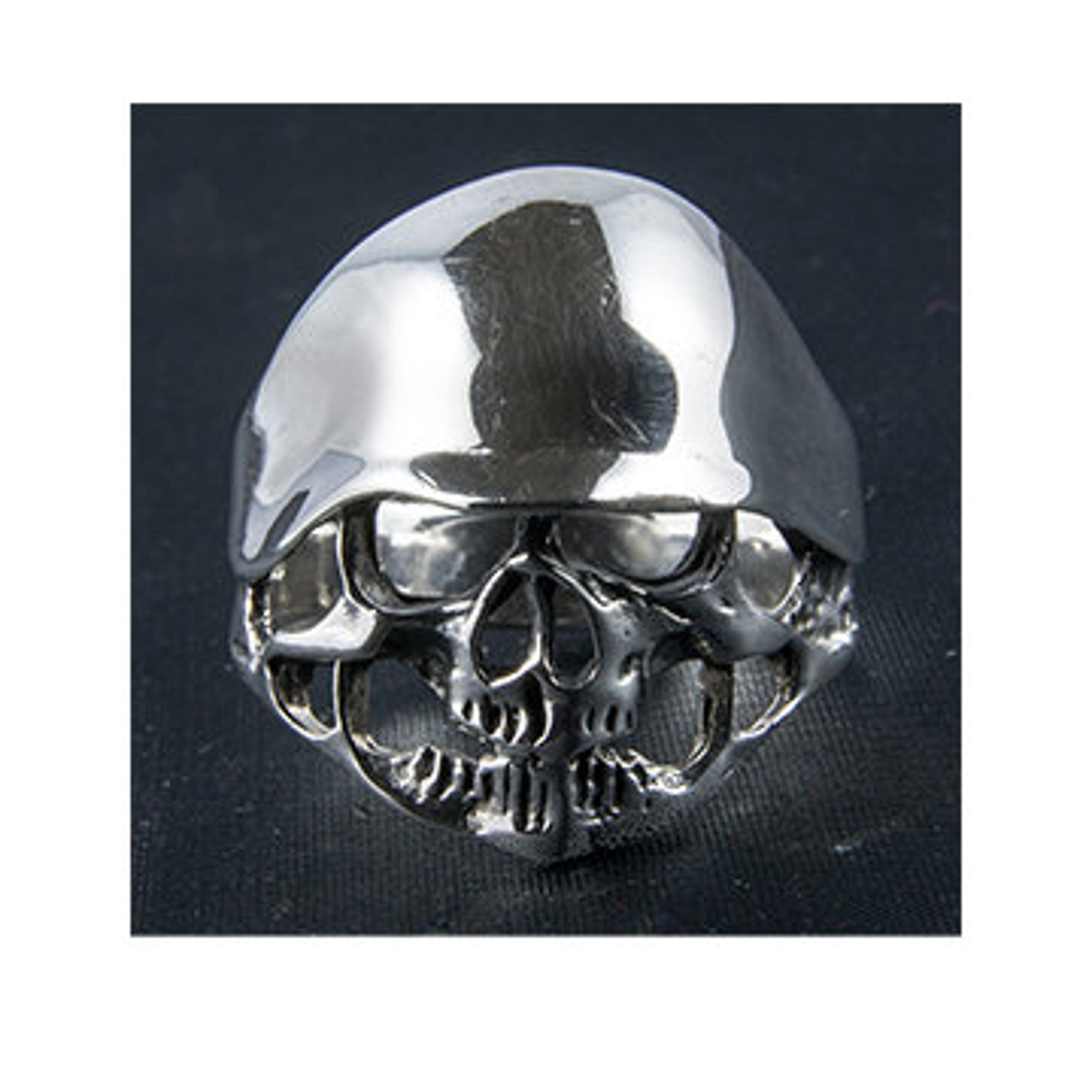 Soldier Helmet Ring .925 Solid Sterling Silver Heavy Metal, Biker ...