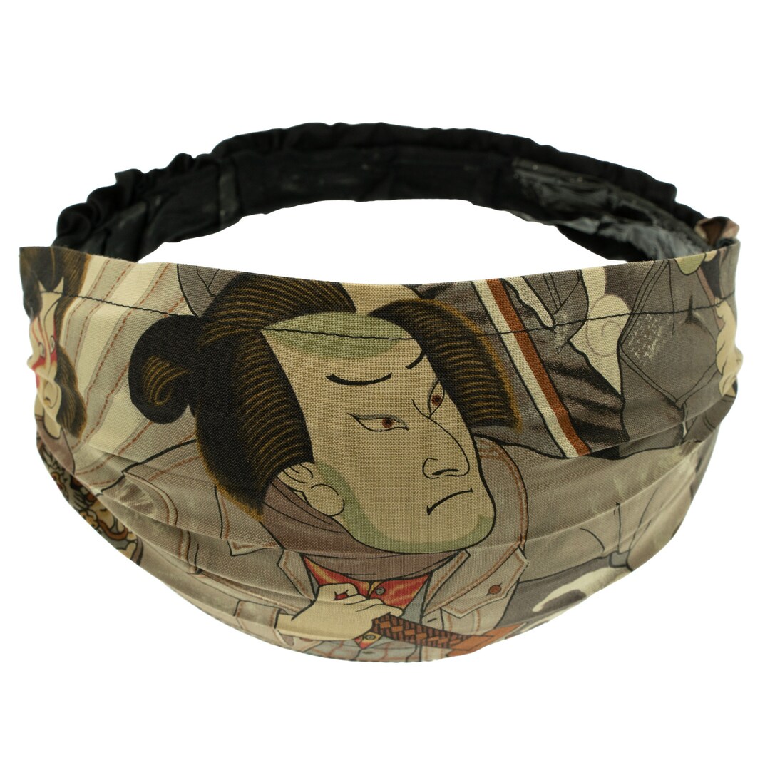 Japanese Samurai Warrior Design ~ Handmade Elasticated Headband, Either ...
