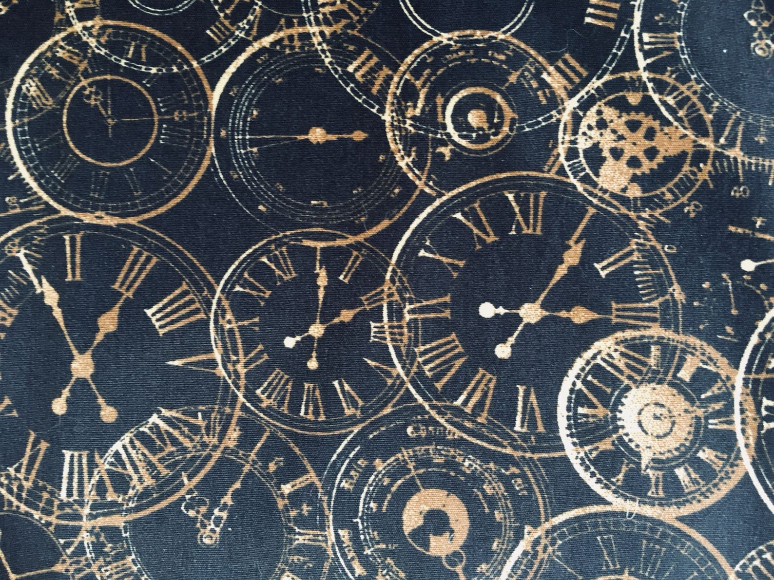 Steampunk Themed Interlocking Clock Faces Designer Fabric by - Etsy