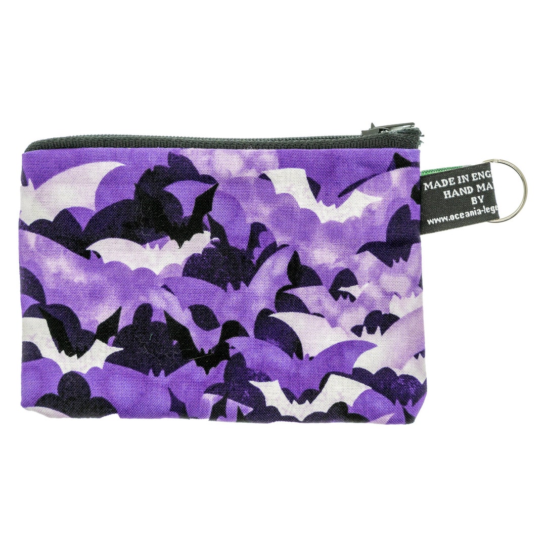 Great Halloween Design Covered in Purple & White Bats Coin Purse ...