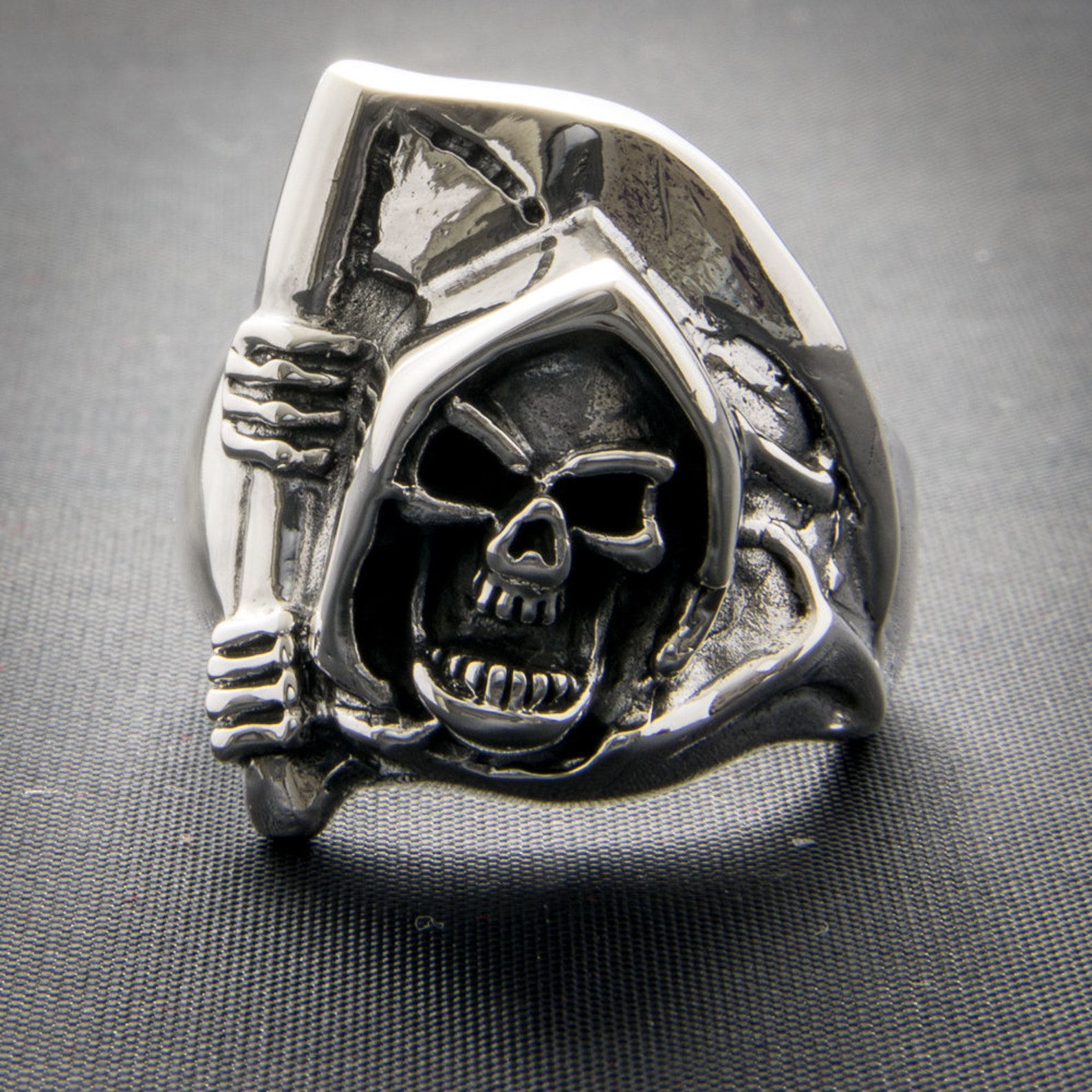 Grim Reaper Ring .925 Solid Sterling Silver Skull, Skeleton, Metal ...