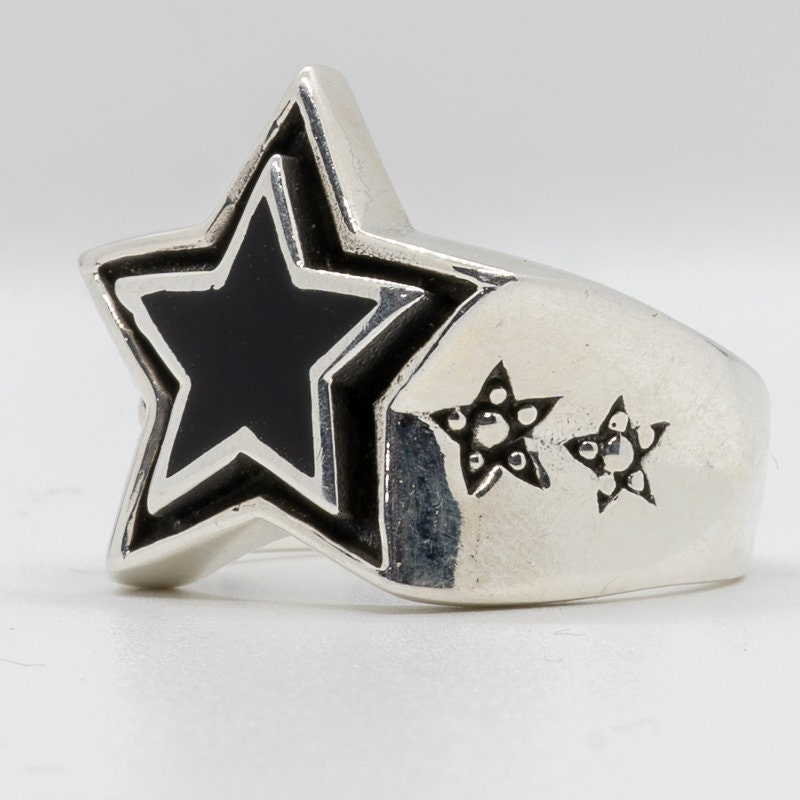 Black Star Ring .925 Solid Sterling Silver Biker Rocker Gothic - Etsy UK