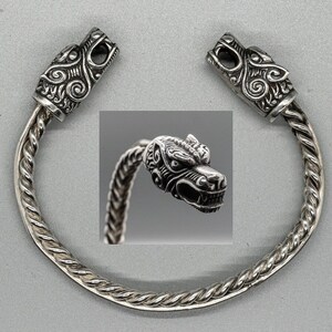 Incredible Details on Our Celtic Wolf Silver 925 Torc/torque Bangle ...