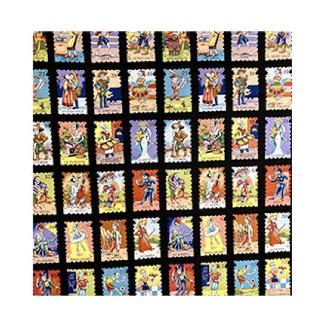 Fat Quarter Day of the Dead Stamp Design With Skeletons & - Etsy