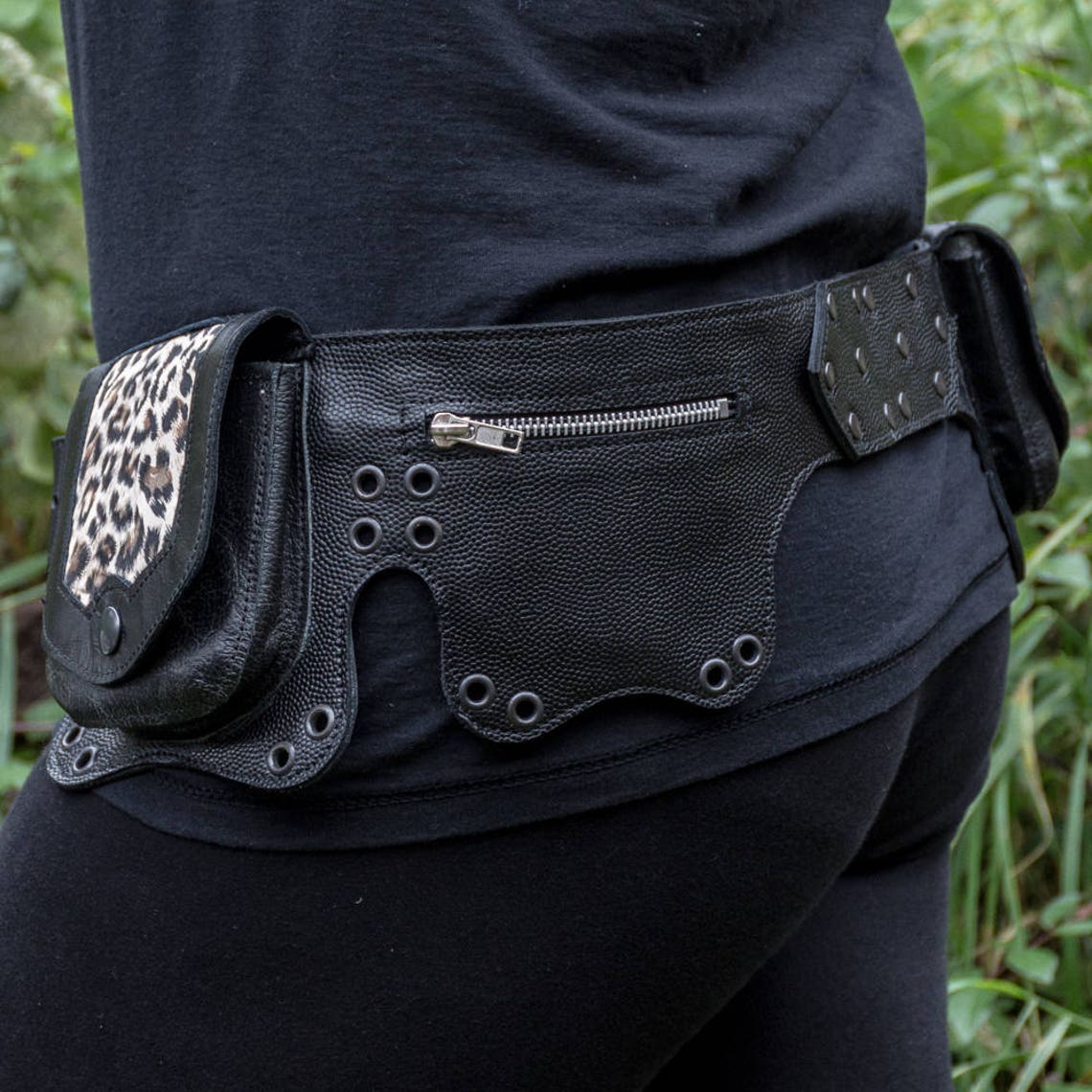 Awesome Leather Utility Pouch Belt Leopard Print handmade hip | Etsy