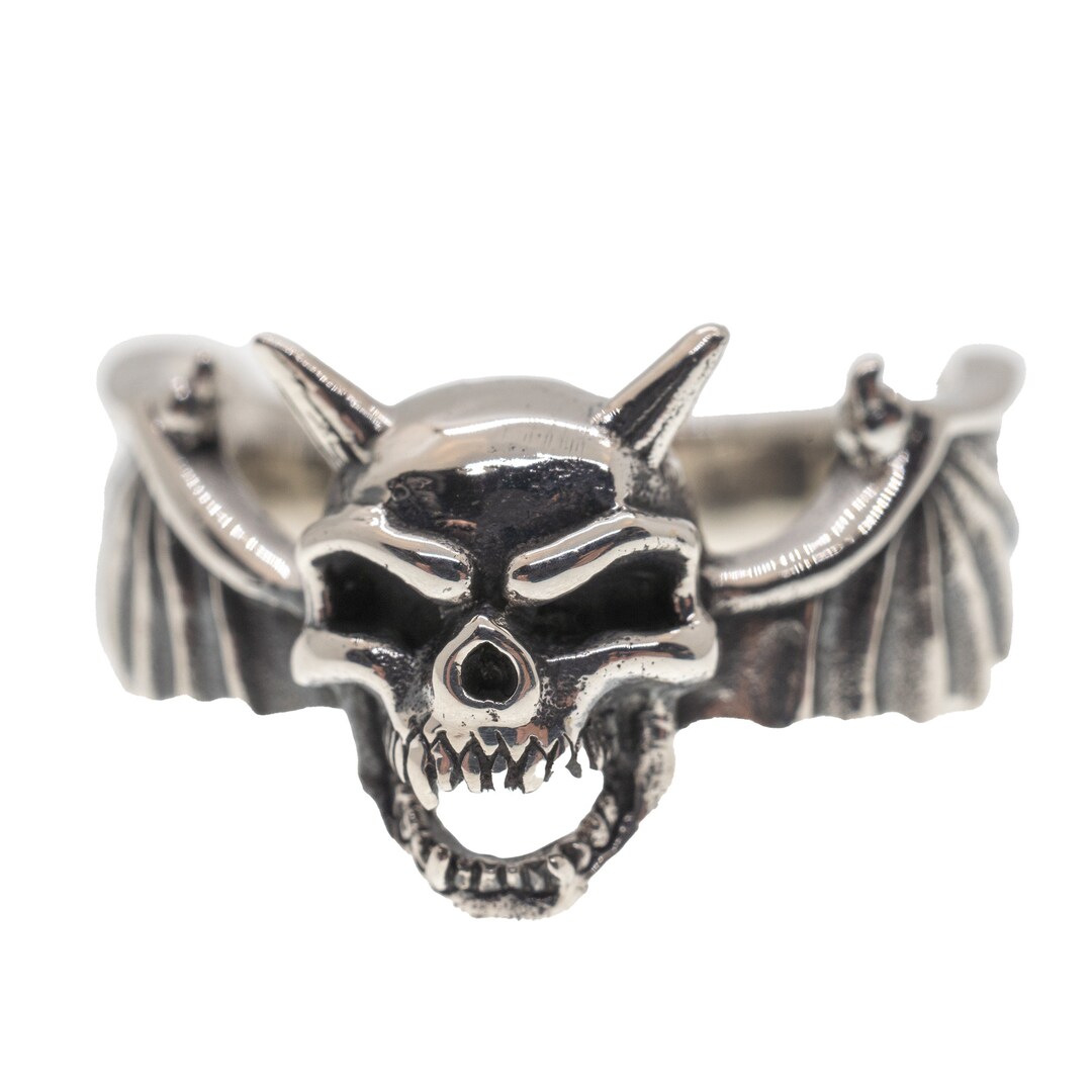 Demon Vampire Horn Skull Bat Wings Ring Handmade From .925 Sterling ...