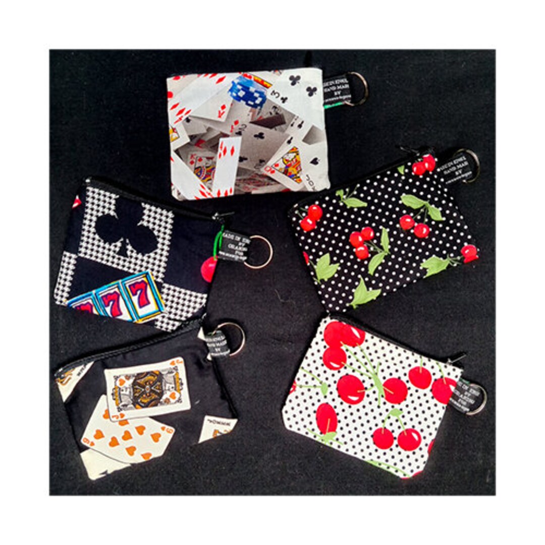 Casino Range of Coin Purses With 3D Playing Cards, Retro Cherries ...