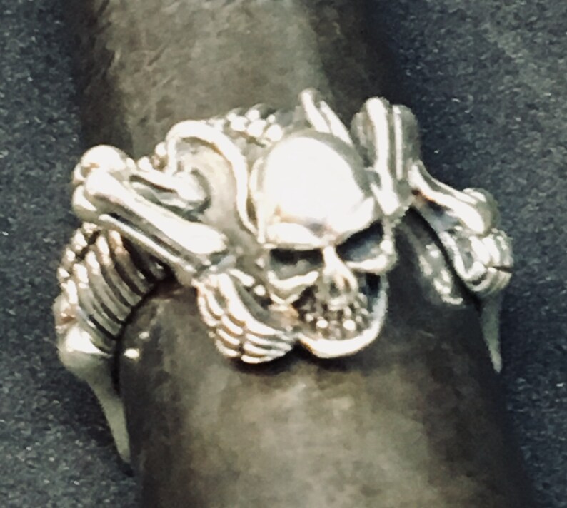 Skeleton Skull Bones Ring 925 Solid Sterling Silver Heavy | Etsy
