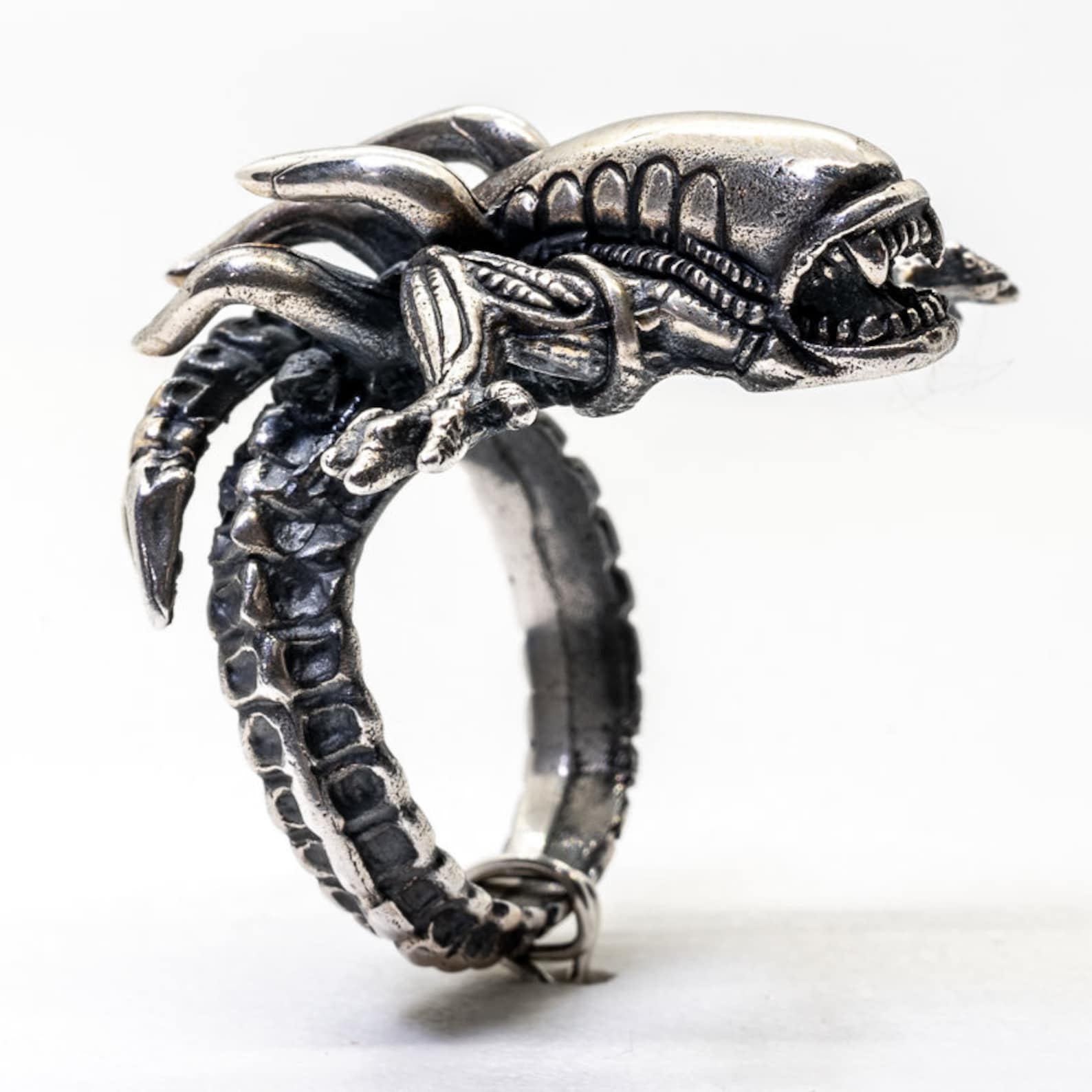 Alien Ring .925 Solid Sterling Silver Band Metal Biker Venom | Etsy