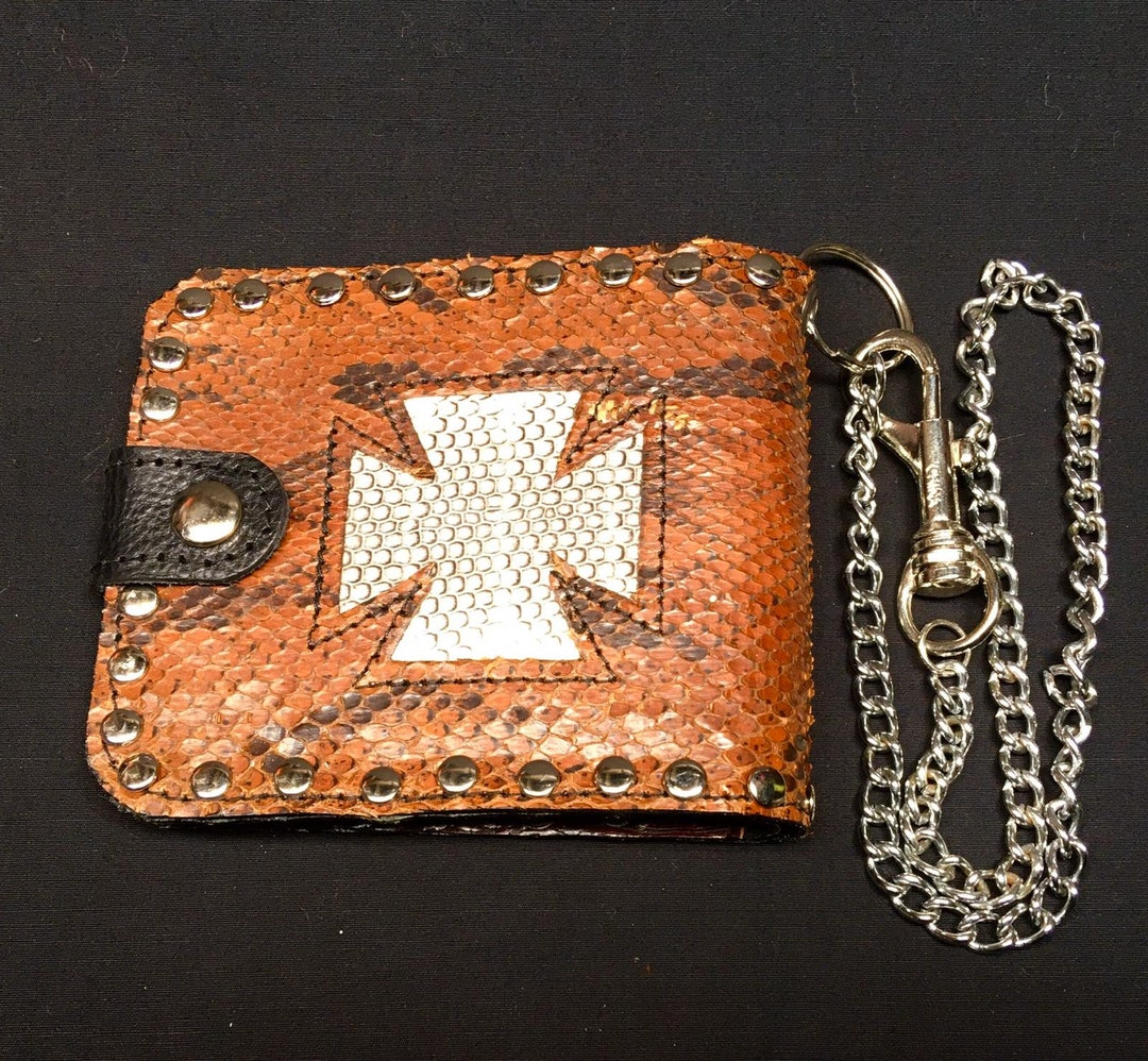 Genuine Real Vintage African Python and Sea Snake Skin Iron Cross ...