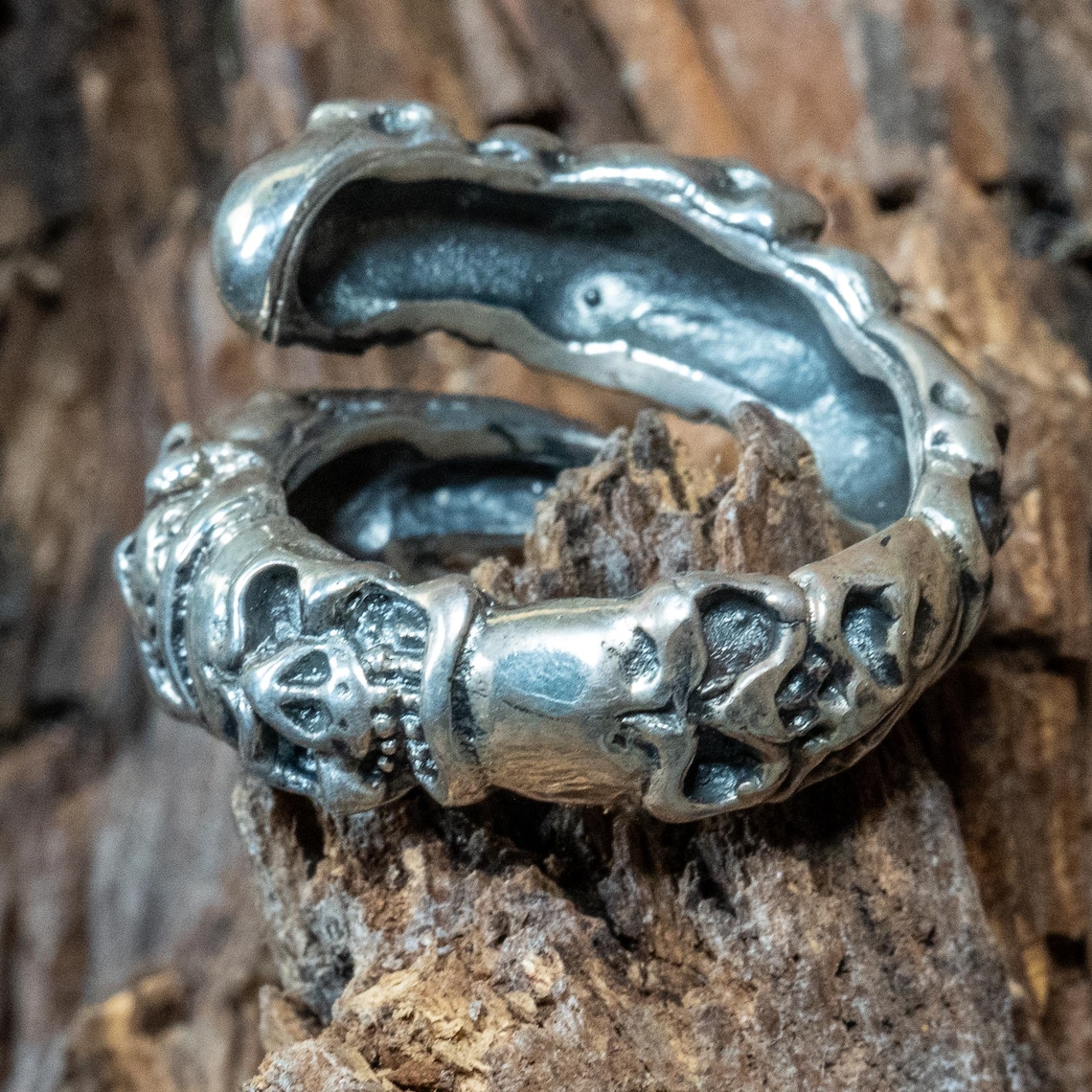 Skull & Dragon Claw Ring .925 Solid Sterling Silver Metal, Biker Gothic ...