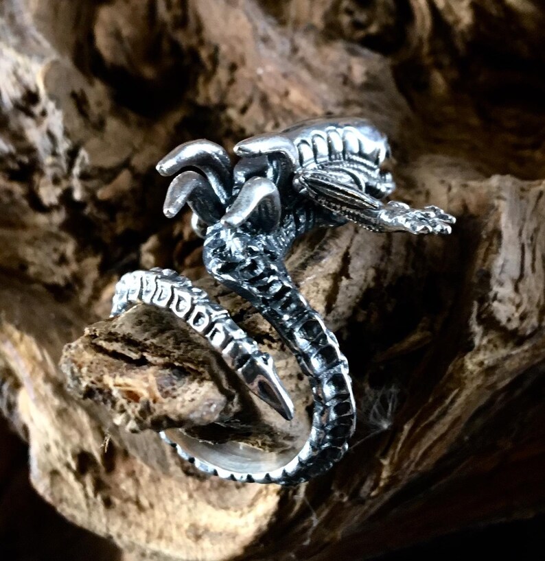 Alien Ring .925 Solid Sterling Silver Band Metal Biker Venom - Etsy