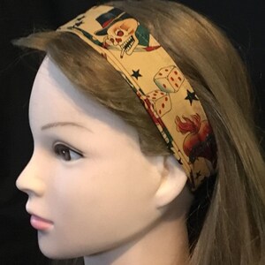 Tattoo Tea Party Headband Bandana Hair Tie Ladies Girls Fashion 100% ...