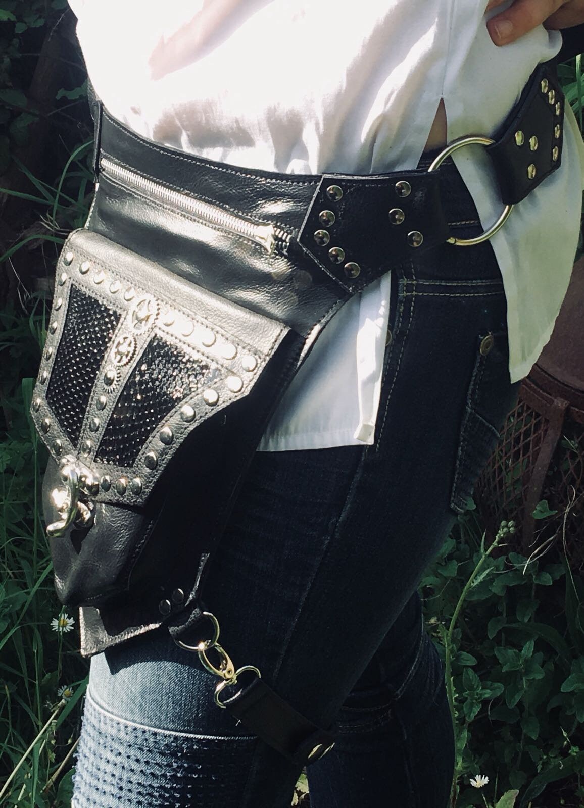 Festival Utility Belt Leg Strap, Steampunk Cyberpunk Dieselpunk Leather ...