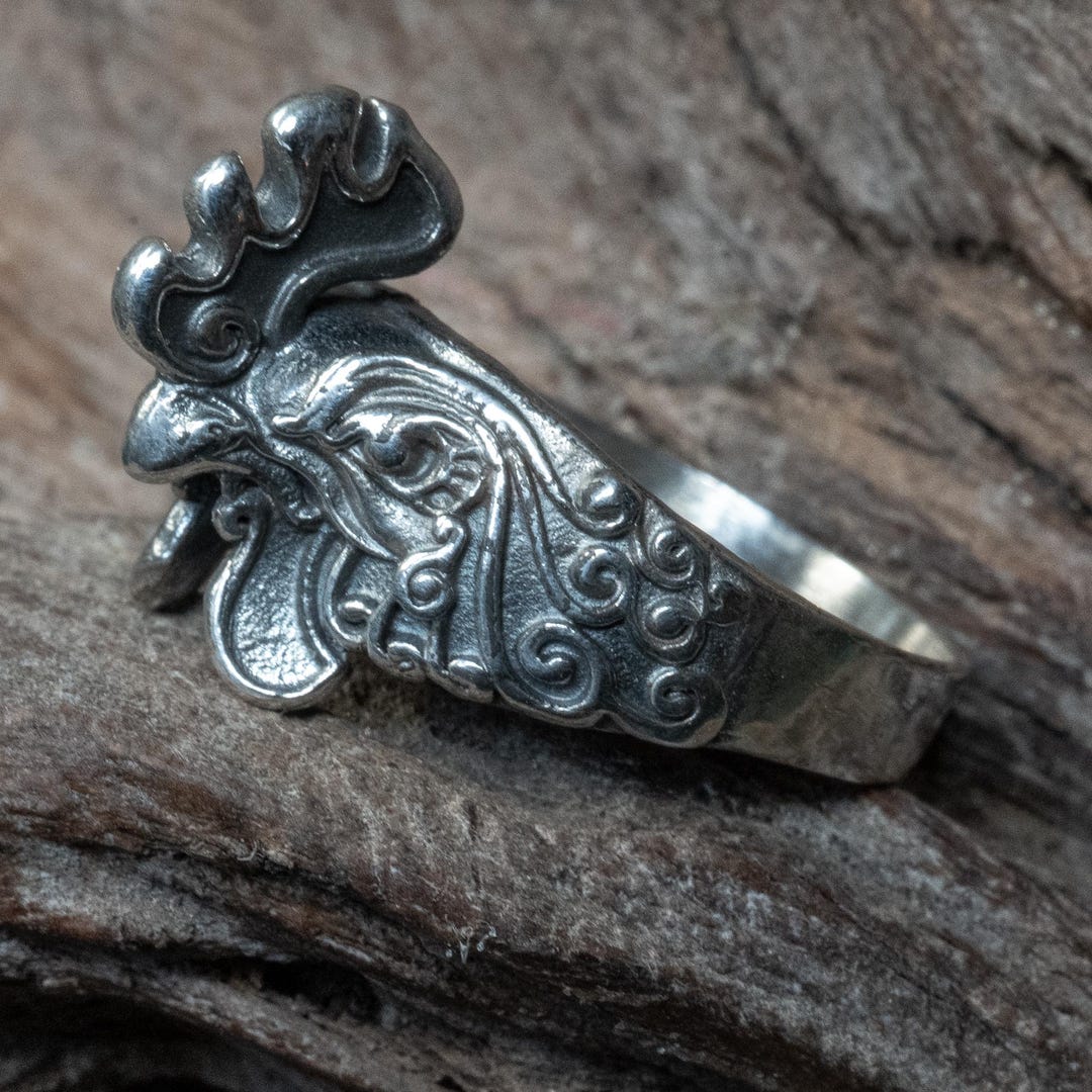 Chicken Head Ring .925 Solid Sterling Silver. Fun Ring With Lovely ...