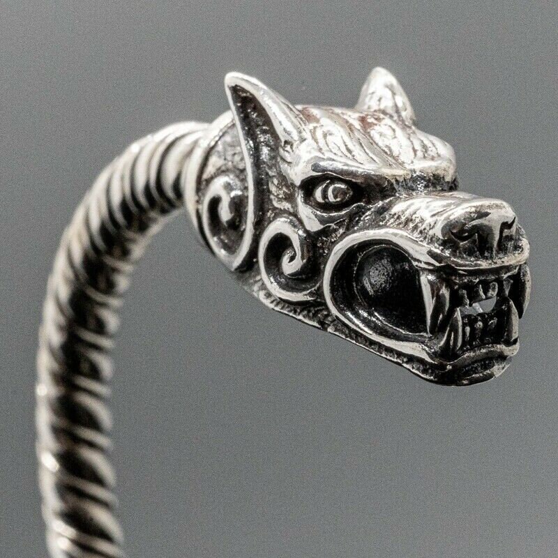 Incredible Details on Our Wolf Head Torc Bangle Bracelet Cuff - Etsy