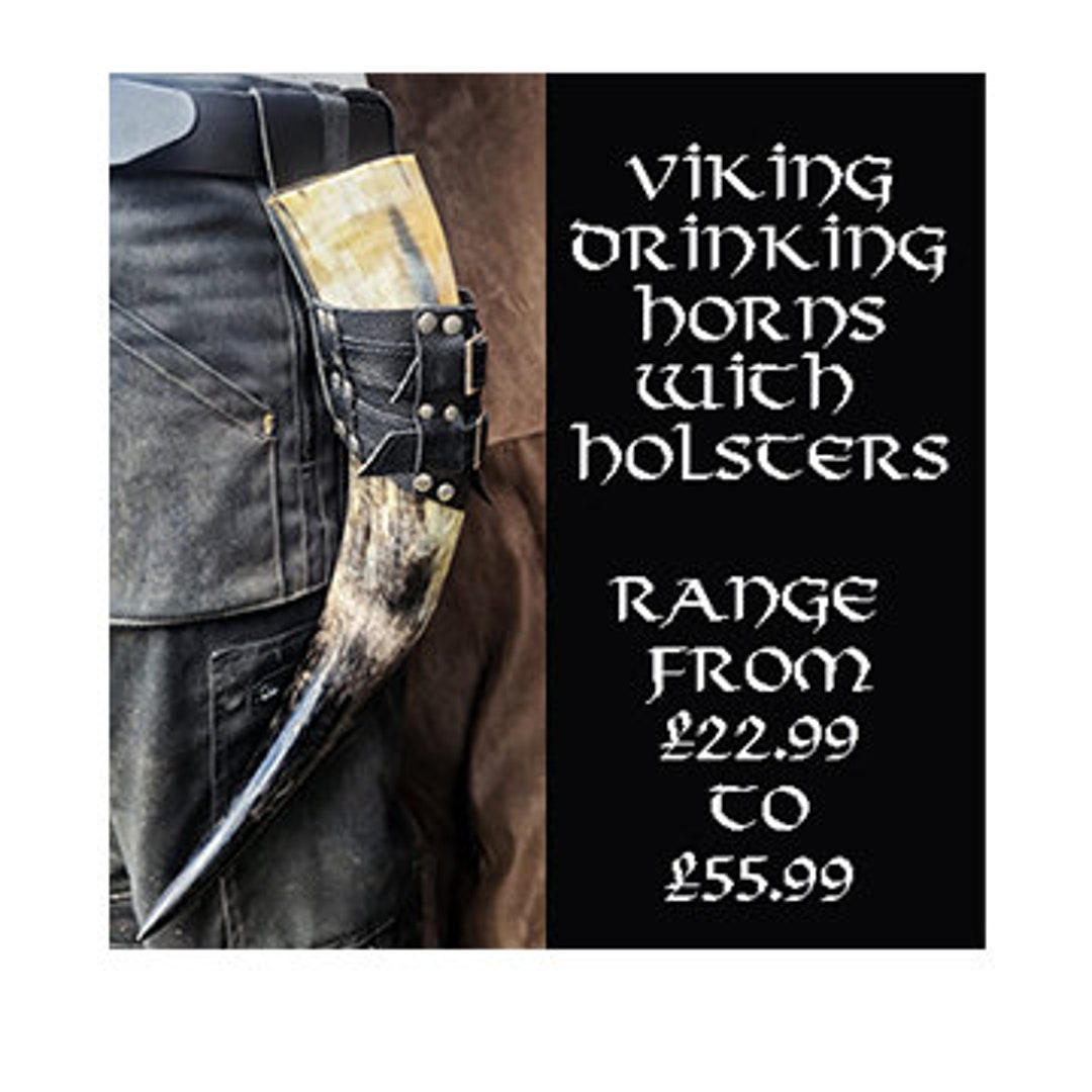 Buffalo Viking Drinking Horn With Handmade Leather Holster Norse Re ...