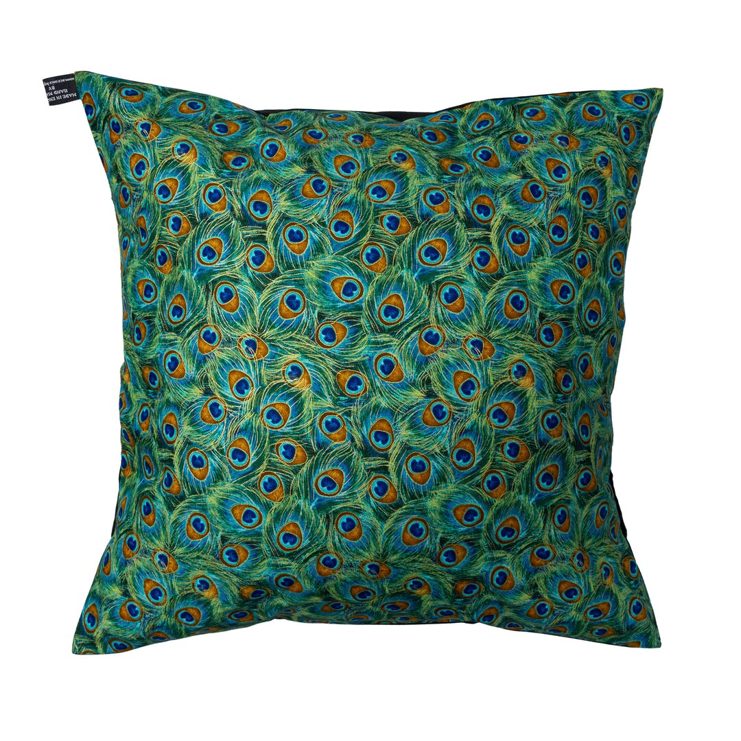 Beautiful Peacock Feather Eyes Designer Cushion Cover Fits an 18" X 18 ...