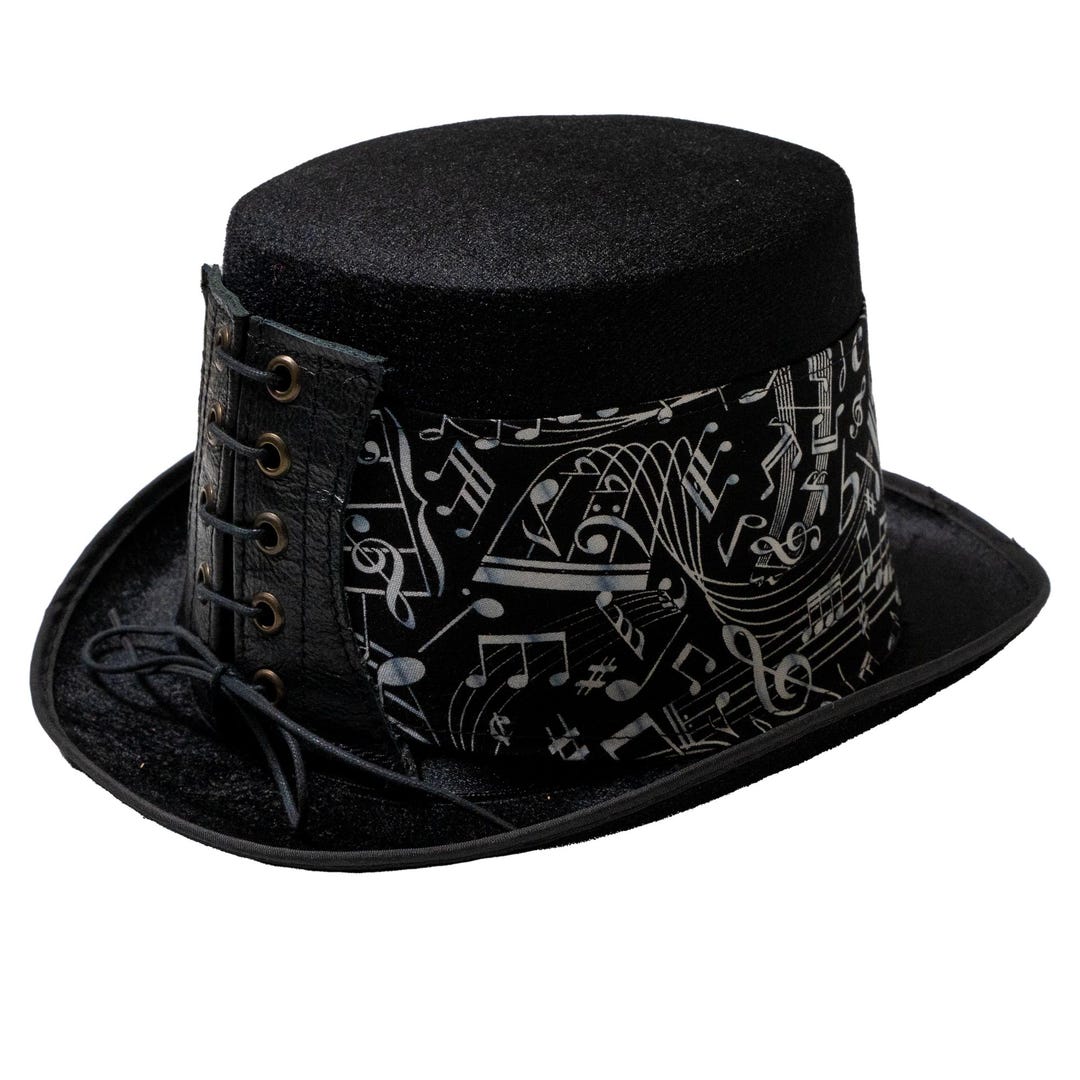 Music Note Steampunk Top Hat With a Victorian Corset Band Leather ...