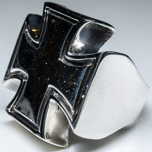 Great Iron Cross Ring, Chunky Statement Ring Perfect for Bikers .925 ...
