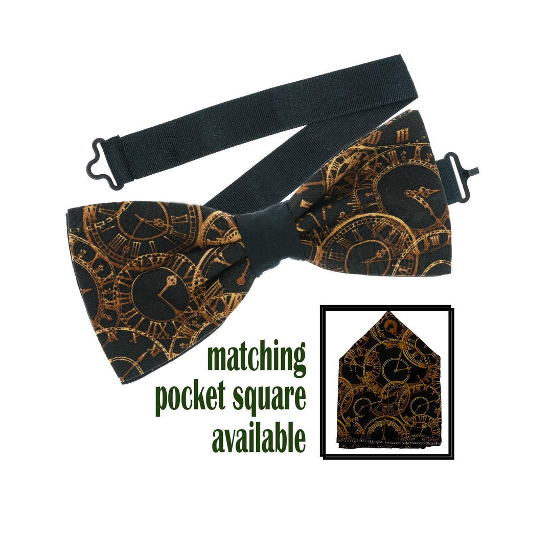 Steampunk Clock Face Bow Tie & Pocket Square Perfect Accessory for ...