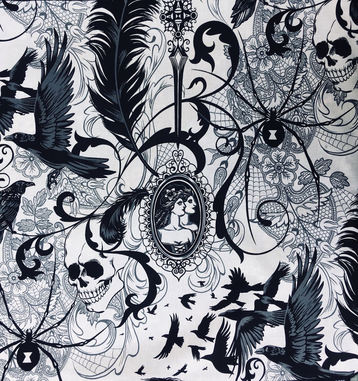 Gothic After Dark Design With Raven Spiders Feathers Skulls - Etsy