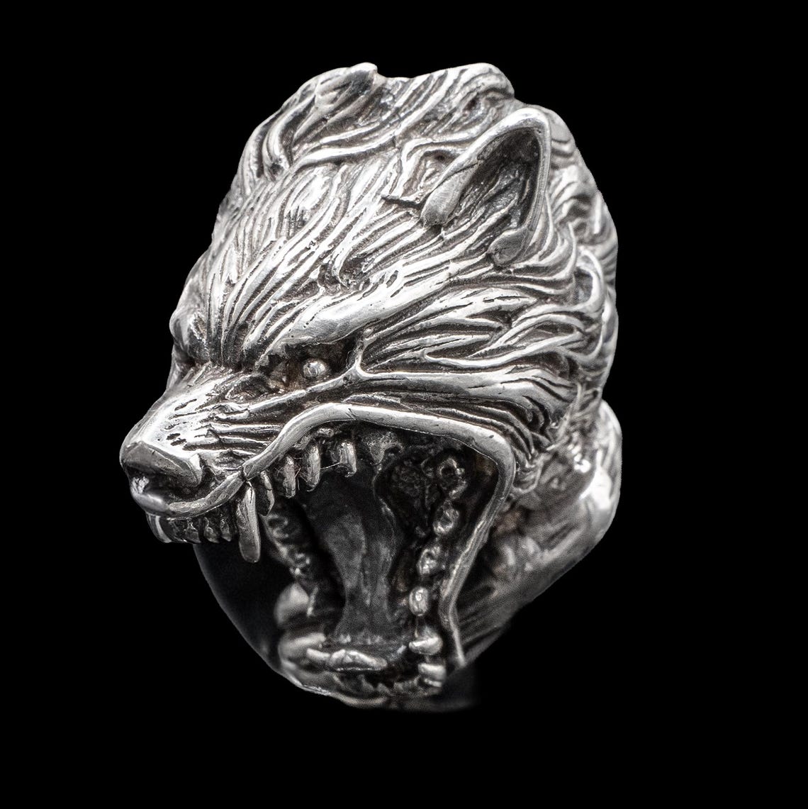 Wolf Ring .925 Solid Sterling Silver Heavy Biker Ring. Amazing ...