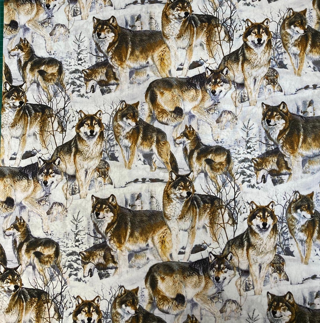 Pack of Wolves Feature on This Beautiful Fabric Perfect for Making Face ...
