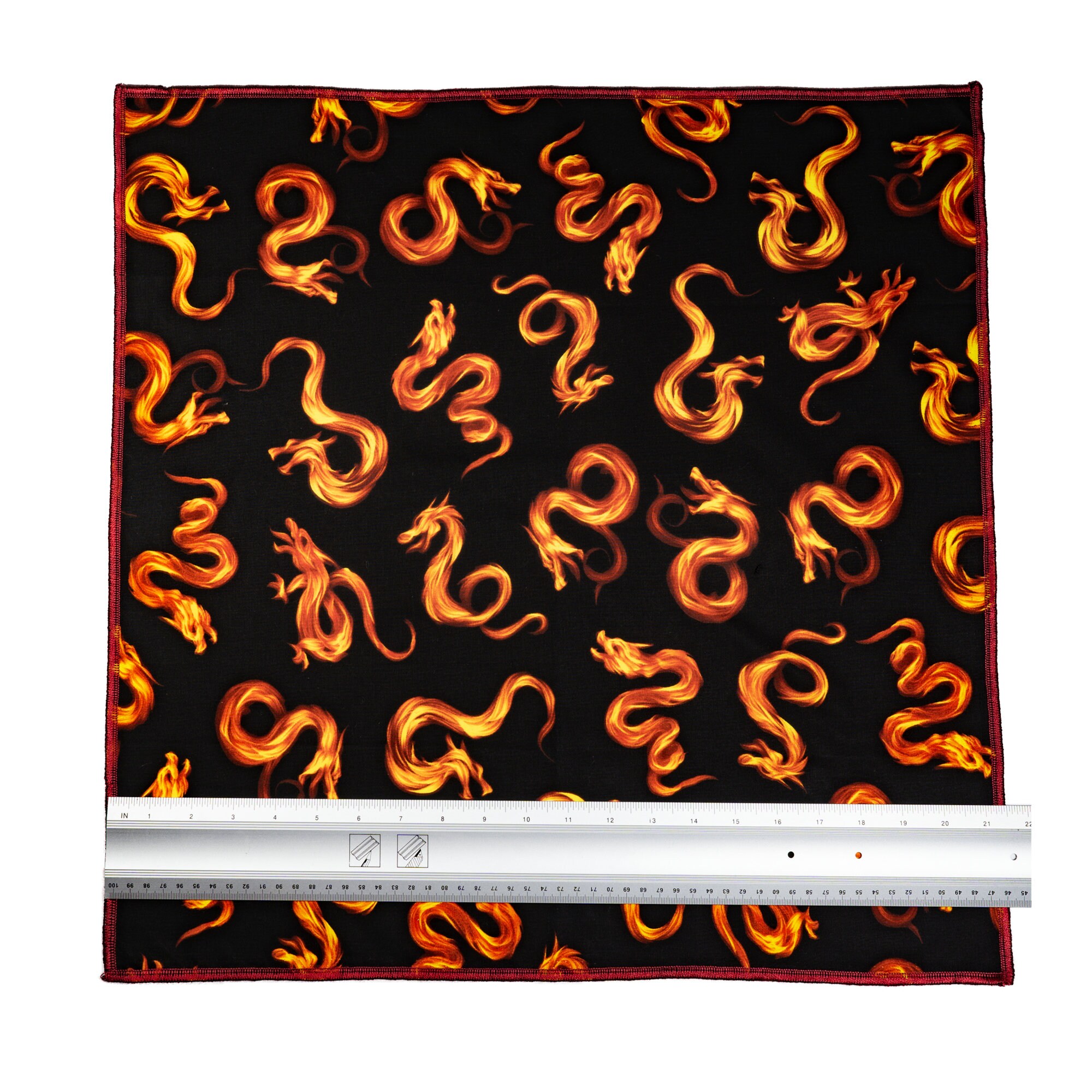 Awesome Chinese Dragon in Fire Flames Fabric, Designer Bandana Headband ...