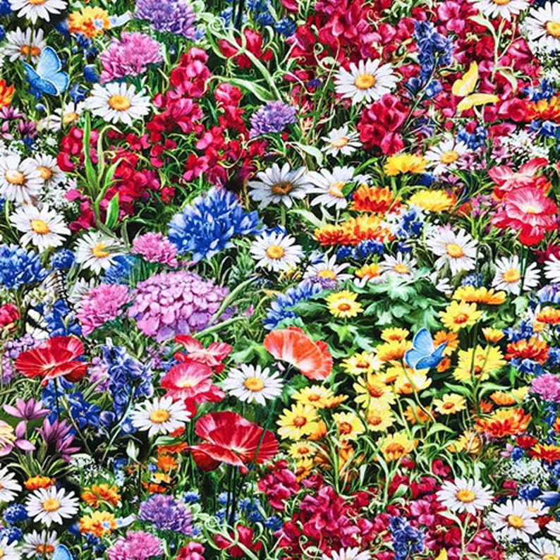 1/2 Metre Beautiful Sweet Summer Flowers Floral Material by Timeless ...
