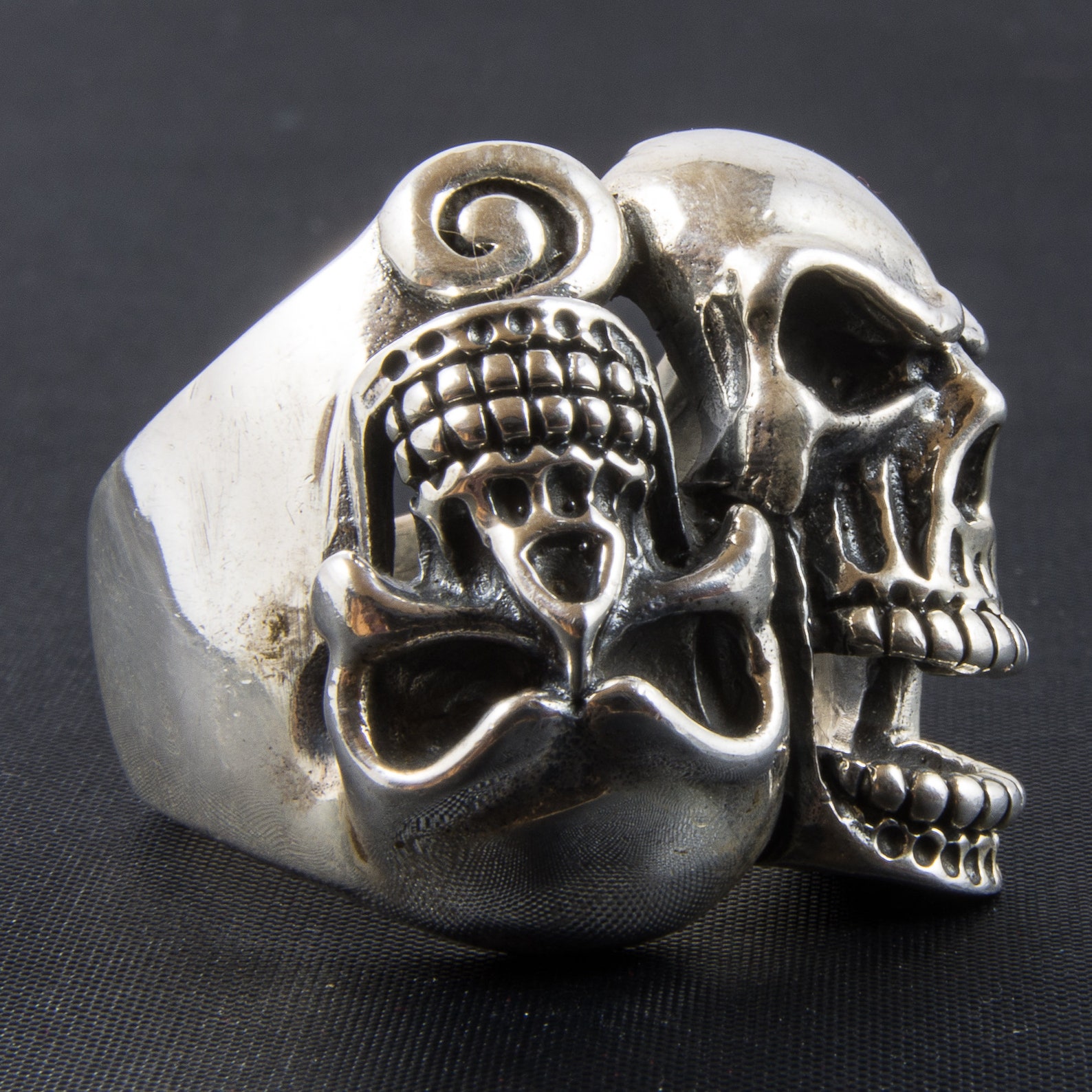 Comedy Tragedy Skull Ring .925 solid sterling silver Metal | Etsy