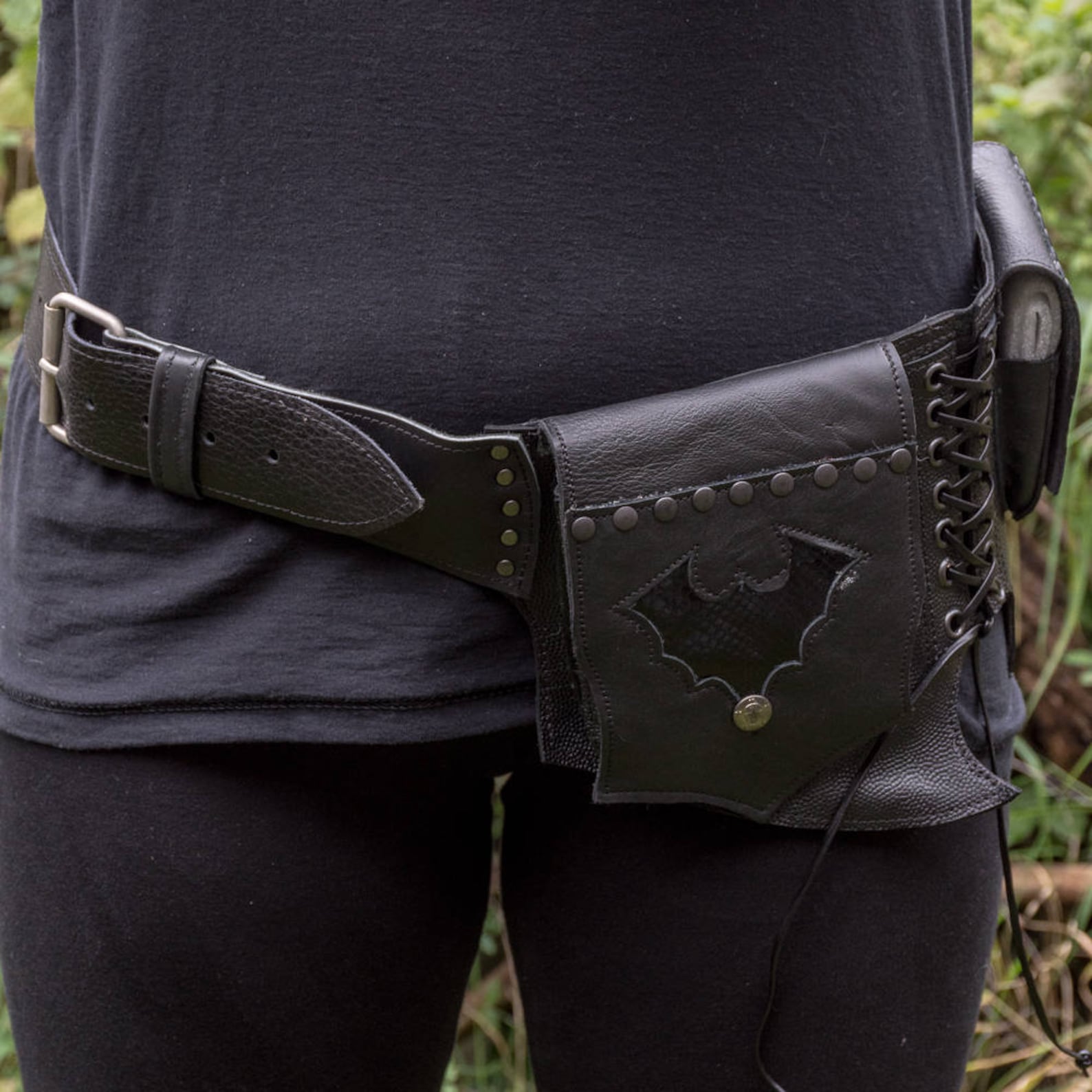 Bat Logo Leather Utility Multi Pouch Belt Hip Belt Pocket Belt - Etsy