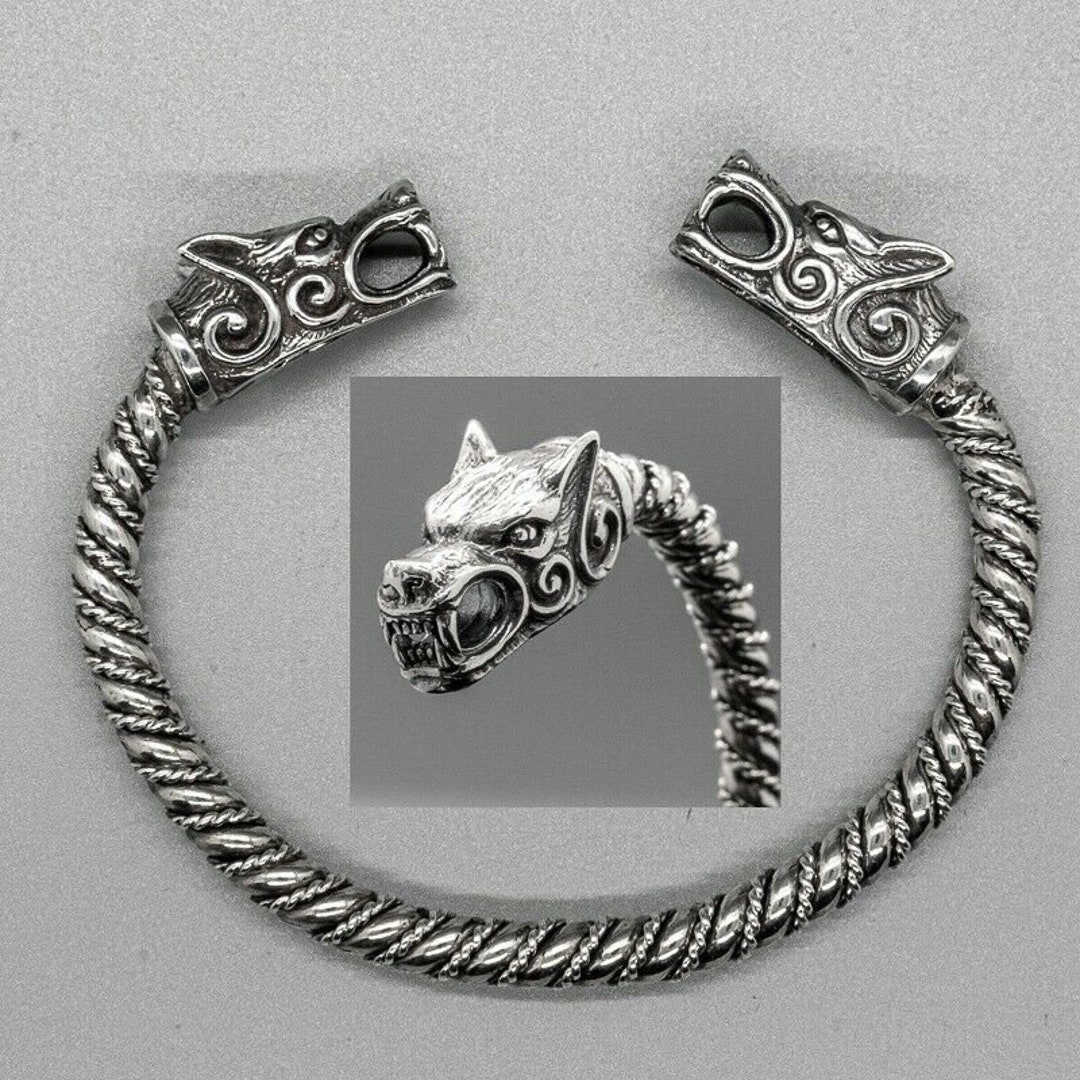 Incredible Details on Our Wolf Head Torc Bangle Bracelet Cuff Handmade ...