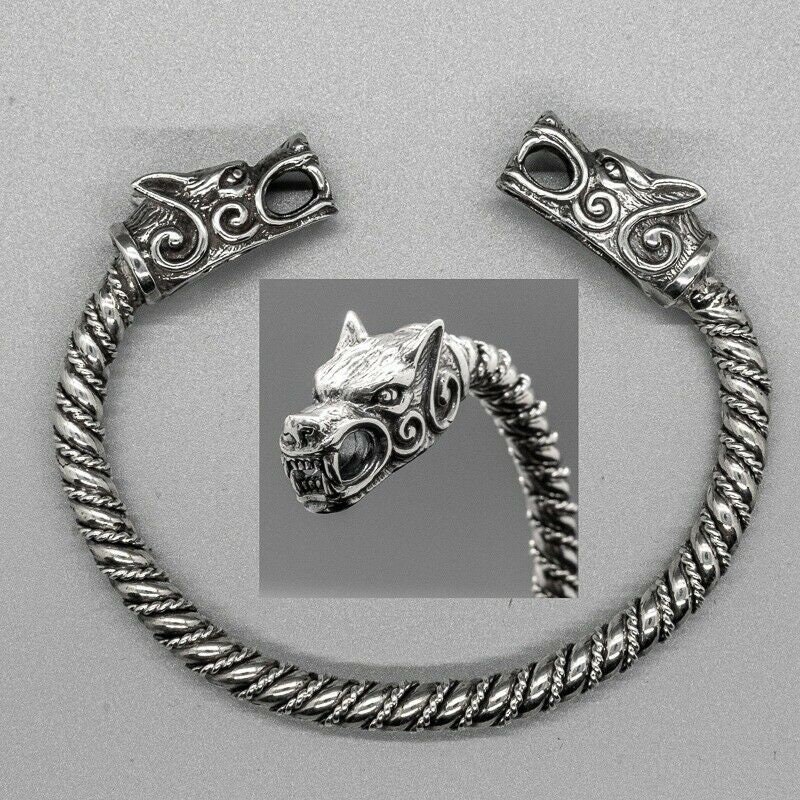 Incredible Details on Our Wolf Head Torc Bangle Bracelet Cuff - Etsy