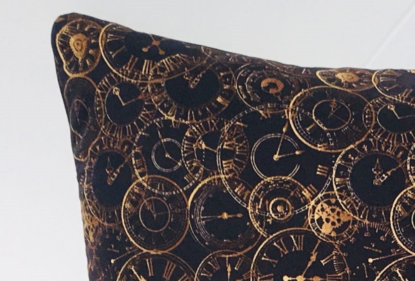 Great Steampunk Fabric With a Mass of Overlapping Clock Faces! Cushion ...
