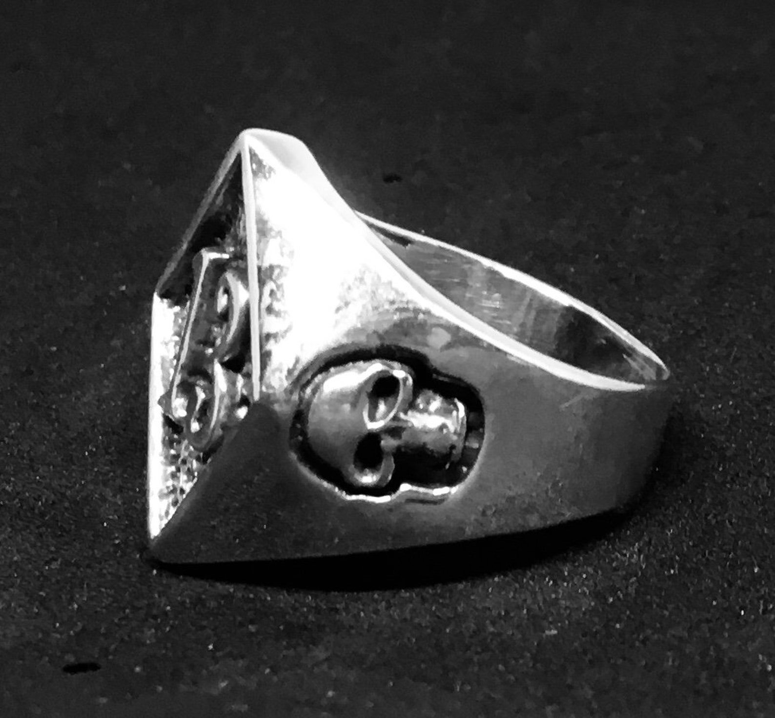 Diamond 13 Skull Ring .925 Solid Sterling Silver Metal, Biker, Pagan ...